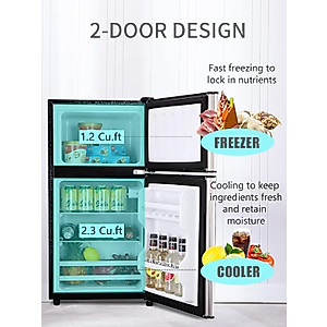 oditton Krib Bling-FLS-80-SILVER Mini Fridge with Freezer, Silver