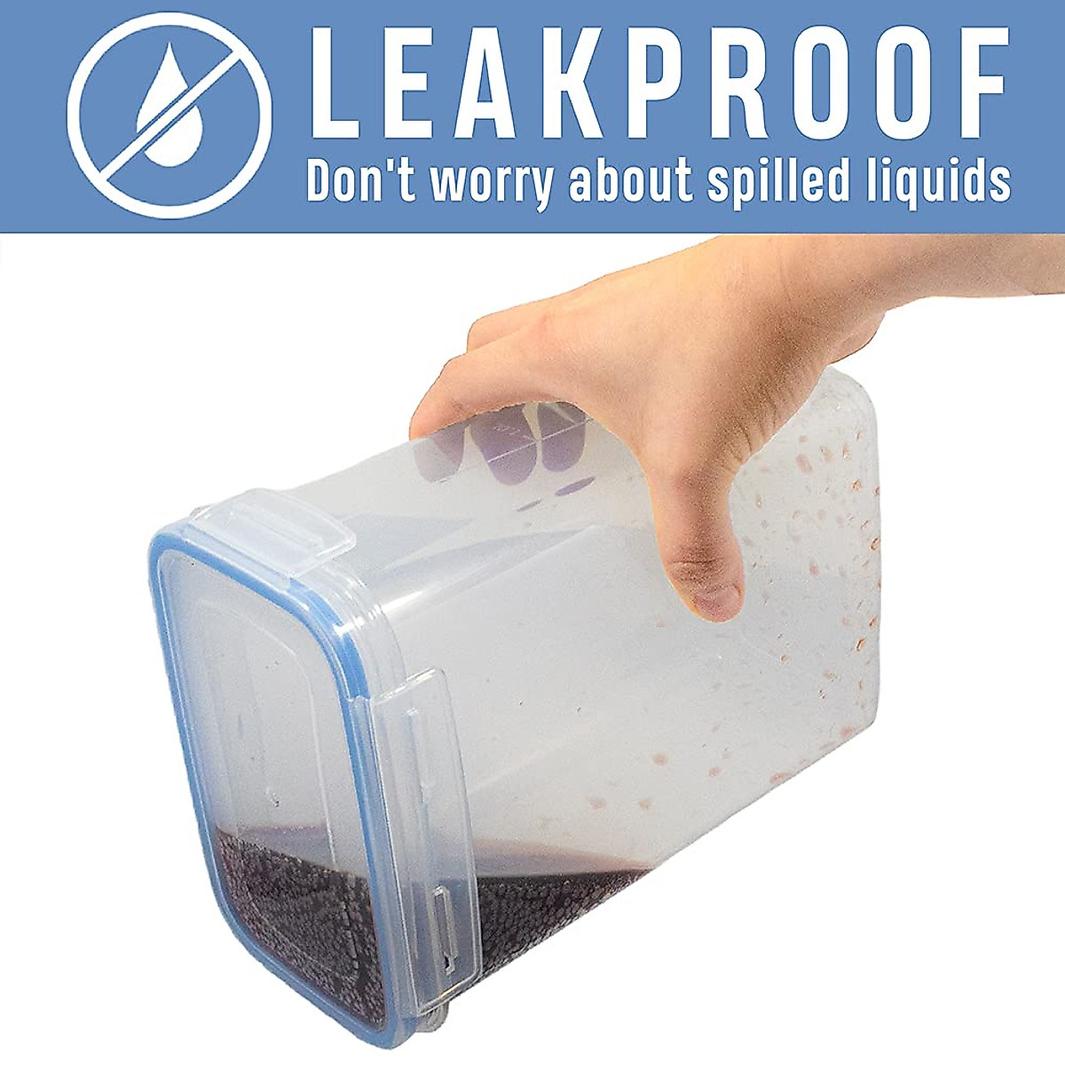 SPARK LIGHTING - Clear Storage Canister Set with Airtight Lids Kitchen & Pantry Organization Containers of Dry Foods Including Flour, Sugar, Cereal, Rice (12 Piece Set, Blue Lids)