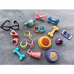 lps Great Dane Dog Random Pack, Random 3pcs lps Great Dane Dog, Bobble Head Magnet Foot Clear Peg lps Dog with lps Accessories Lot 7pcs Kids Gift