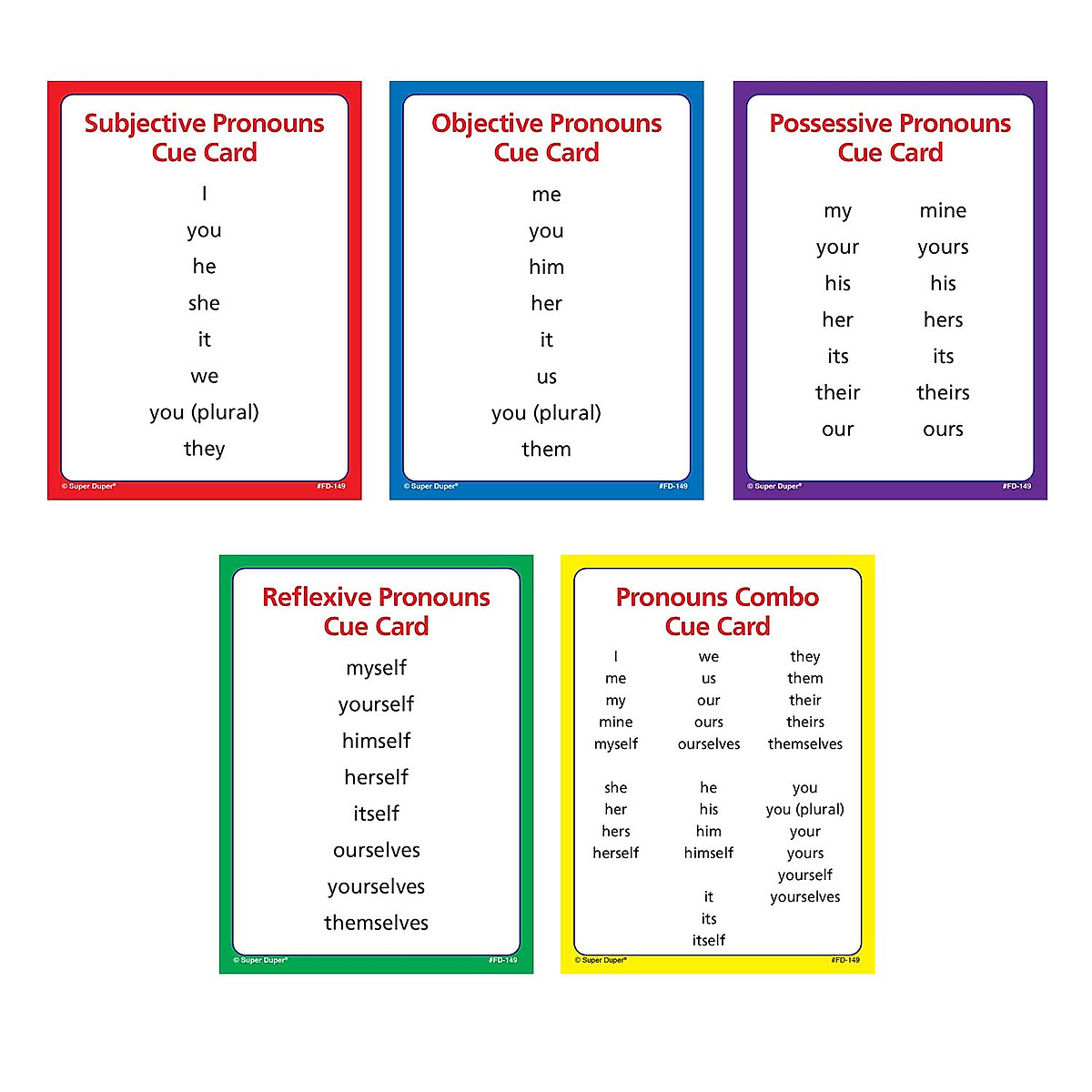 Super Duper Publications | 120 Pronoun Fill-in Sentence Fun Deck Flash Cards | Educational Learning Resource for Children