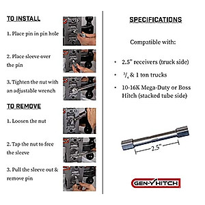 Iron Grip Anti-Rattle 5/8" x 2.5" Solid Shank Hitch Pin (Theft Deterrent): Works with 2.5" I.D. x 3" O.D. Receiver Hitch
