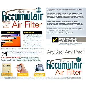 Accumulair Platinum 20x22x1 (19.75x21.75) MERV 11 Air Filter/Furnace Filters (4 pack)