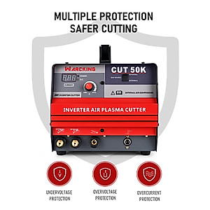 WARCKING 45A Plasma Cutter,With Built-in Air Compressor Touch Pilot Arc Plasma Cutter Machine, 0.3" Clean Cut, 220V Digital Display IGBT DC Inverter Plasma Cutting Equipment