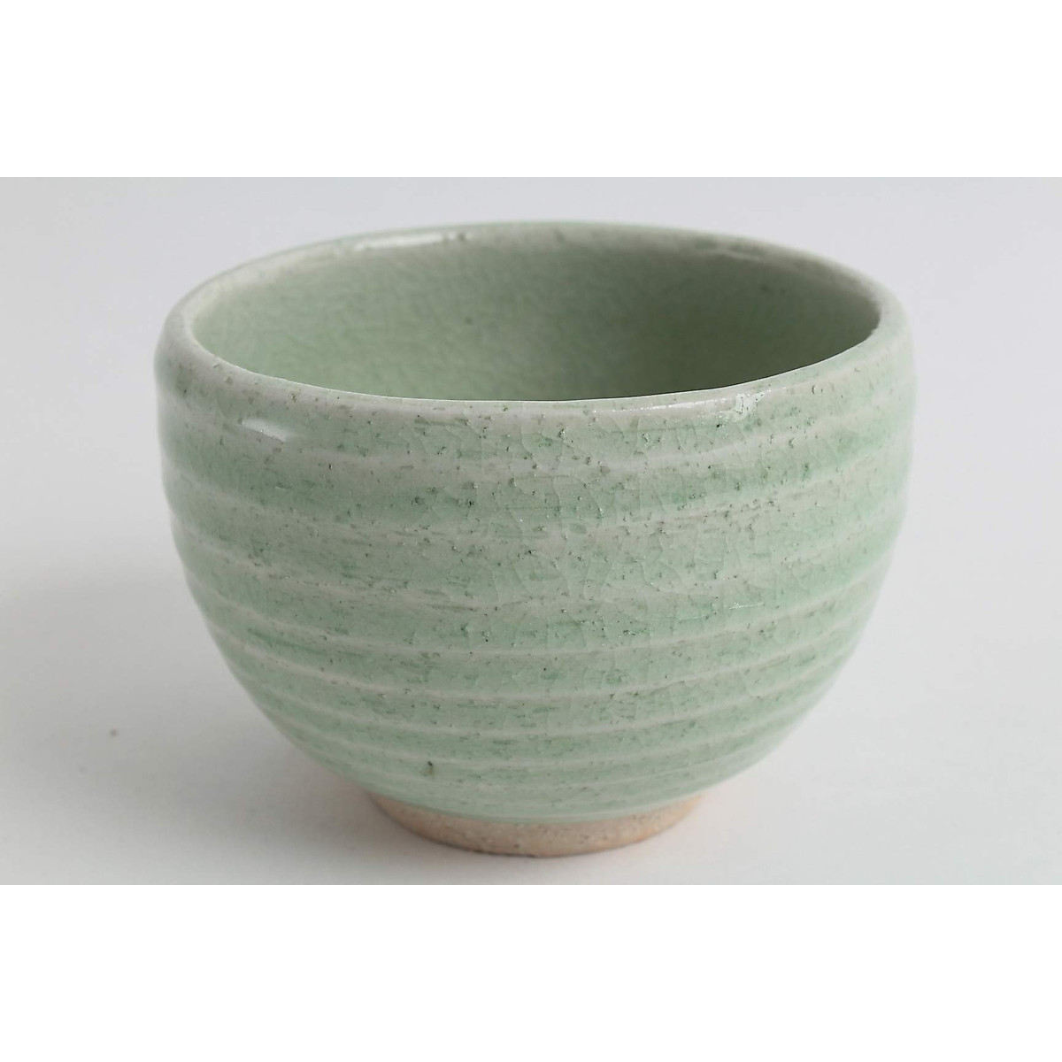 Mino ware Japanese Pottery Large Bowl Mint Green Stripe Crackled (Matcha/Rice) made in Japan (Japan Import) MSB010