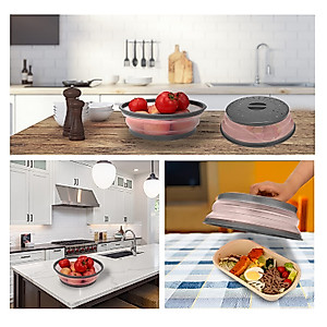 Microwave Cover for Food Collapsible Microwave Splatter Cover Made of TPR Dishwasher-Safe BPA Free Grey