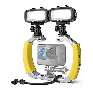 Movo DiveRig3 Diving Rig Bundle with 2 Waterproof LED Lights - Compatible with GoPro HERO3, HERO4, HERO5, HERO6, HERO7, HERO8, and DJI Osmo Action Cam - Scuba Accessories for Underwater Camera