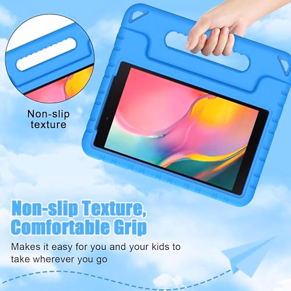 LTROP for Samsung Galaxy Tab A 8.0 Case 2019 SM-T290/T295, Tab A 8.0 2019 Case for Kids, Shockproof Light Weight Handle Stand Galaxy Tab A 8.0 inch 2019 Kids Case Without S Pen - Blue