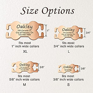 Anavia Bone Shape Slide On Silent Pet ID Tags, S/M/L/XL Gold Black Personalized Engraved Cat Dog Name Tags, Glossy Finish Stainless Steel Chew-Proof Quiet Dog Collar Tag