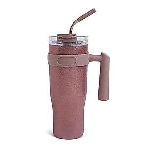 Hydragear Juno Stainless Steel Tumbler with 2-in-1 Lid and Reusable Straw - 40 Oz - Rose Whisper Glitter