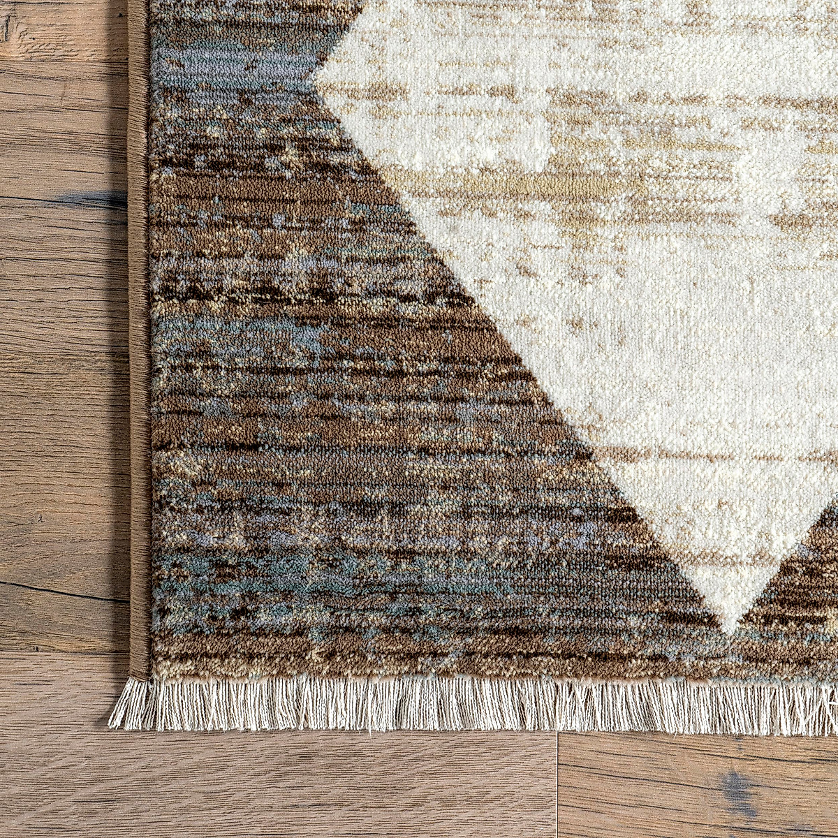 nuLOOM Fringed Performance Indoor Area Rug, Power Loomed, Easy Clean, Durable, Non-Shed, 5' x 8', Meline Beige