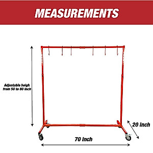 Lauco Adjustable Height Painting Hanger Rack - ﻿Extendable 4FT to 6FT Painting Rack - Paint Hanger Hooks with Swivel Locking Wheels