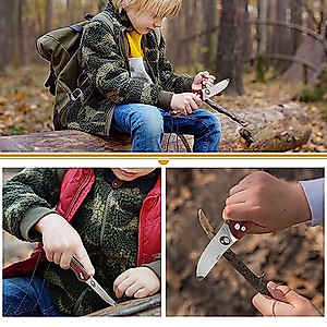 ZLemma Kids Pocket Folding Knife with Safety Rounded Tip, Made Of Japanese Stainless Steel and Rosewood, Children’s First Folding Knife With Sharp Blade