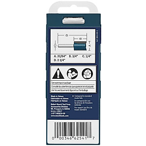 BOSCH 84601MC 31/64" x 3/4" Carbide-Tipped Plywood Mortising Router Bit