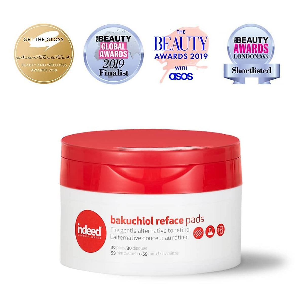 Indeed Labs Bakuchiol Reface Pads - Plant-based retinol alternative, no irritation, 5x more antioxidant. Good for acne-prone skin, sun damage, fine lines And wrinkles. 30 Pads