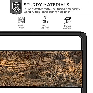 JOM California King Bed Frames with Headboard and Storage No Box Spring Needed Metal-Wood Platform Heavy Duty Bedframe Cal King Size Frame