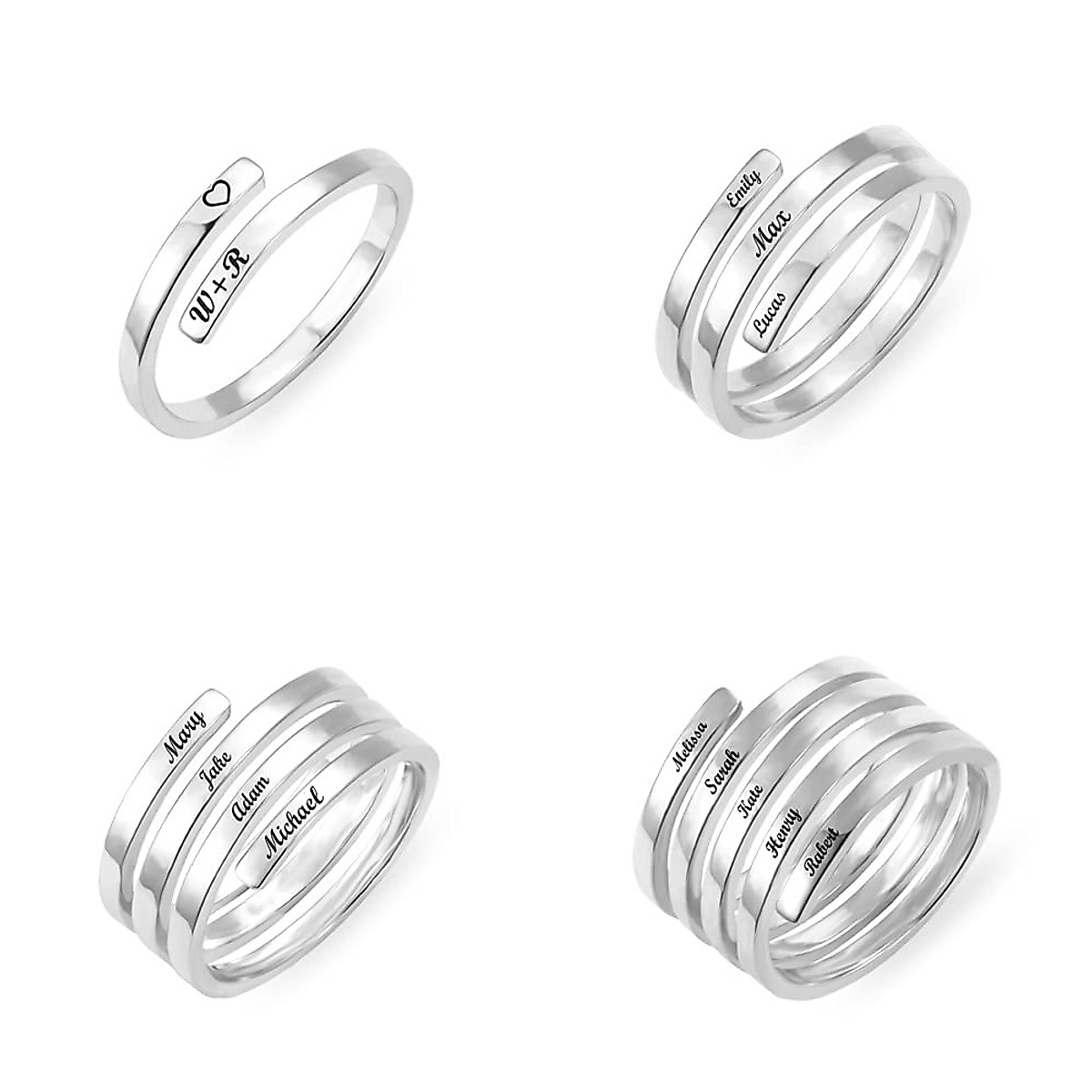 Getname Necklace Custom Name Ring Sterling Silver 2-5 Engraved Name Ring Personalized Ring Dainty Custom Rings Gift for Women Mom Grandma