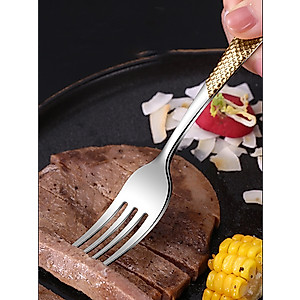 Golden Michelangelo Silverware Set for 8, Elegant 18/10 Stainless Steel Flatware Set, Cutlery Sets for 8 People, Dishwasher Safe (32pcs, Golden) Christmas