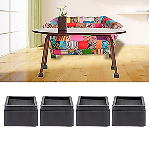 Syrisora 4PCS Durable Stackable Bed Risers Black Square 2 Furniture Legs Floor Feet Protectors