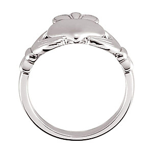 Solid Platinum 10.5mm Claddagh Ring Band - Size 11