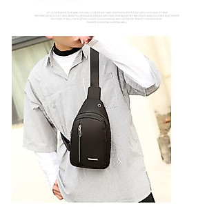 YERCHIC Small Sling Bag Crossbody Shoulder Bag for Men Women Lightweight One Strap Backpack Casual Daypack for Daily Travel Outdoor, Black,5811