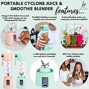 Portable Blender for Shakes and Smoothies – Rechargeable 15.5-Oz Fusion Blender & Portable Juicer Comes with Carry Strap, USB Cable, 2 Reusable Straws, 1 Straw Cleaner & 1 Bottle Cleaner, (Cotton Candy Pink)