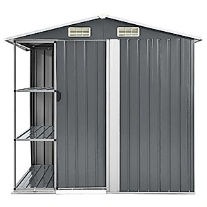 vidaXL Garden Shed with Rack Storage Building Tool House Outdoor Backyard Furniture Equipment Organize Household Item Home Anthracite Iron