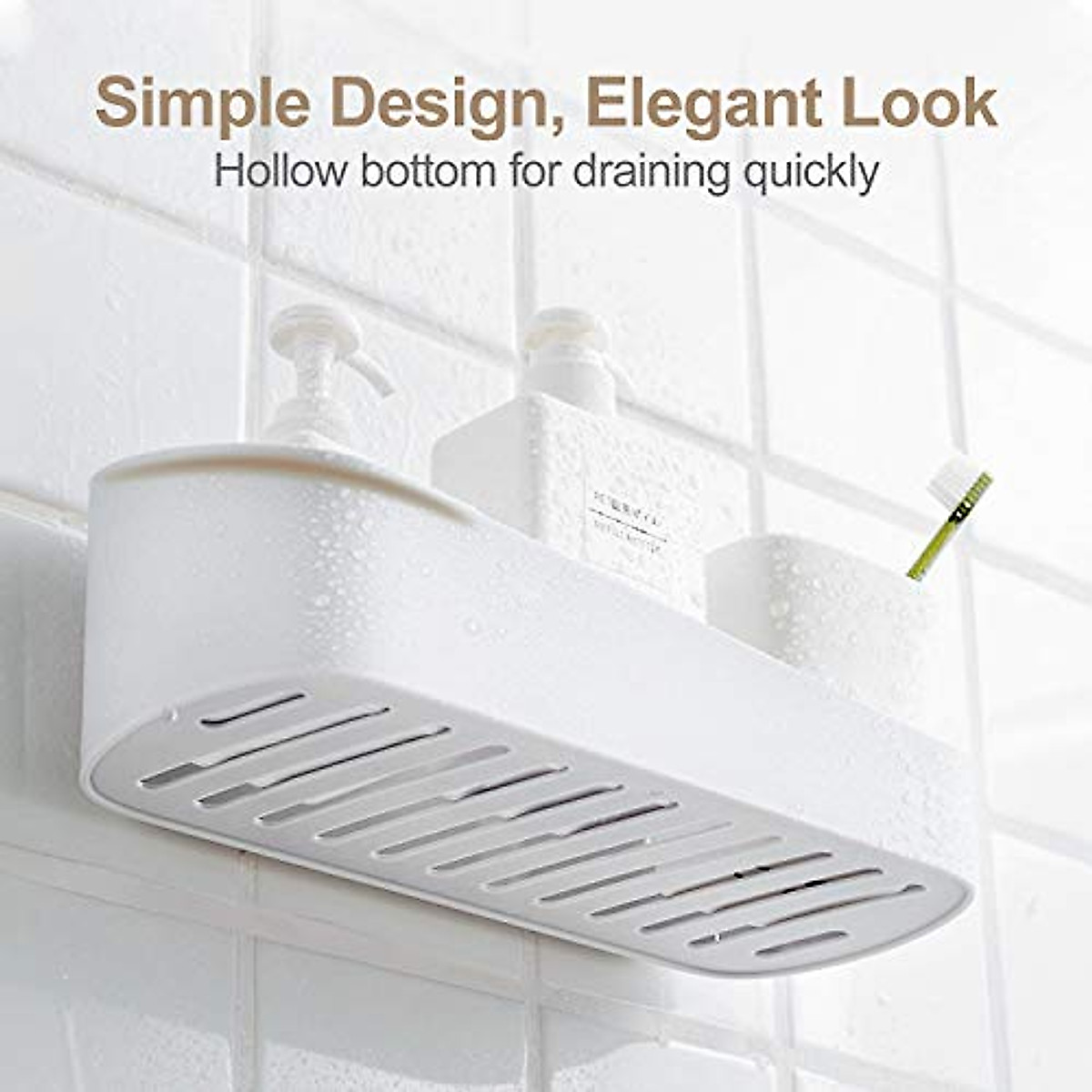 QIVANLIFE Shower Caddy Basket Shelf,Bathroom Shower Storage Organizer Wall Mounted Bathroom Shelf with Adhesive,Shampoo Holder Organizer,Storage Rack for Toilet, Kitchen Spice Racks Holder (Grey)