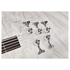 Unfinished Guitar Body Red Sandalwood Fingerboard with LED Lights, Real Shots, Suitable for 2016 New Straight-Through 5-String Acrylic Body Bass Guitar DIY Accessory