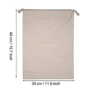 Household Plain Organic Cotton Storage Bag Drawstring Storage Laundry Sack Biodegradable Eco Friendly Bags Stuff Bag for Travel Home Use(30x40cm/11.8x15.7in)