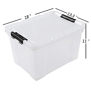 EudokkyNA 4-Pack Clear Plastic Storage Boxes with Lids, Latching Bins Totes with Wheels, 34 Quart