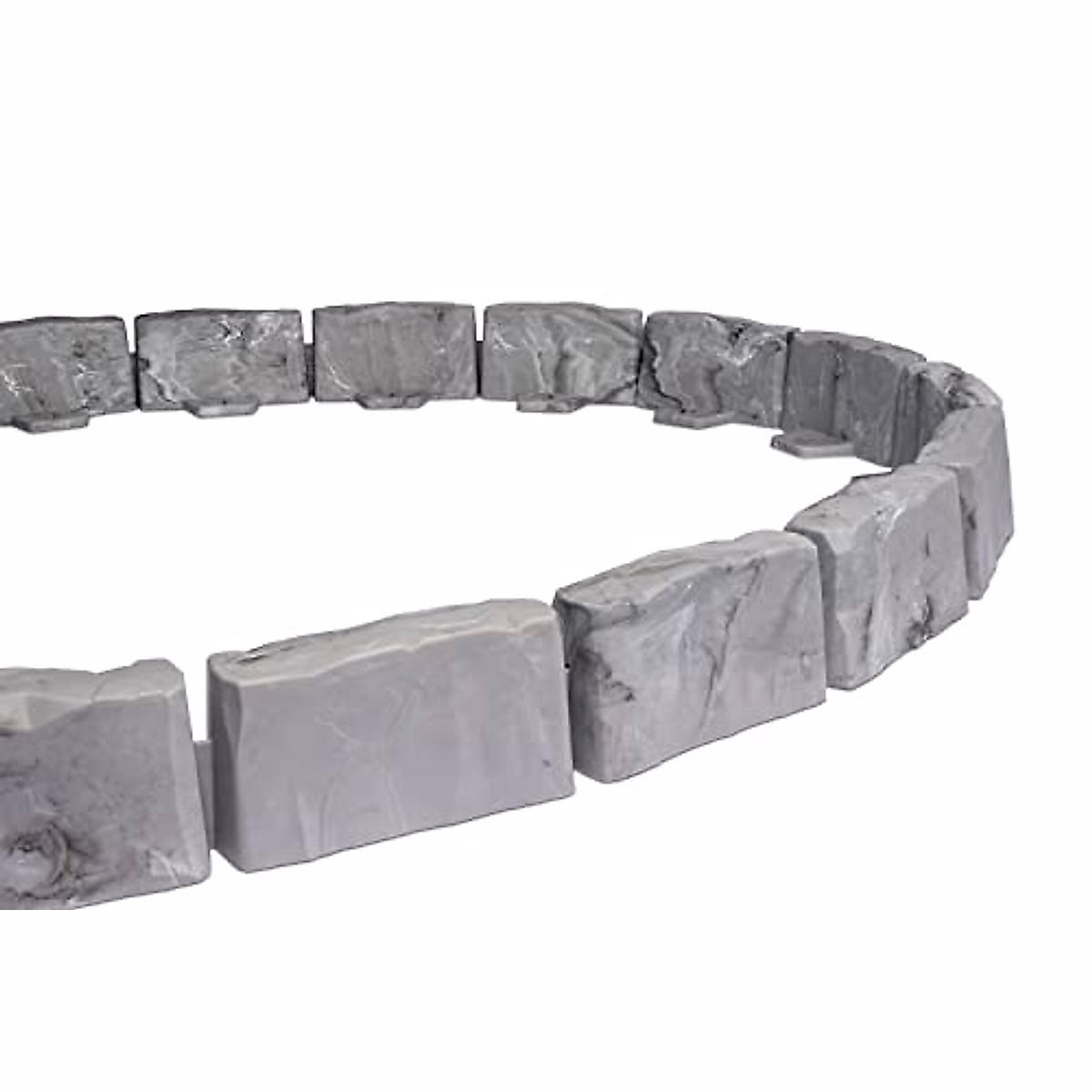 EasyFlex No-Dig Landscape Edging with Anchoring Spikes, 2.7 in Tall Decorative Stone-Look Garden Border, 15 Foot Kit, Slate Gray