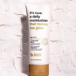 b.tan Light Gradual Self Tanning Lotion | It's Love - Daily Moisturizing Body Lotion That Gives a Hint of Color, Keeps Skin Hydrated, Silky + Smooth, Vegan, Cruelty & Paraben Free, 236ml