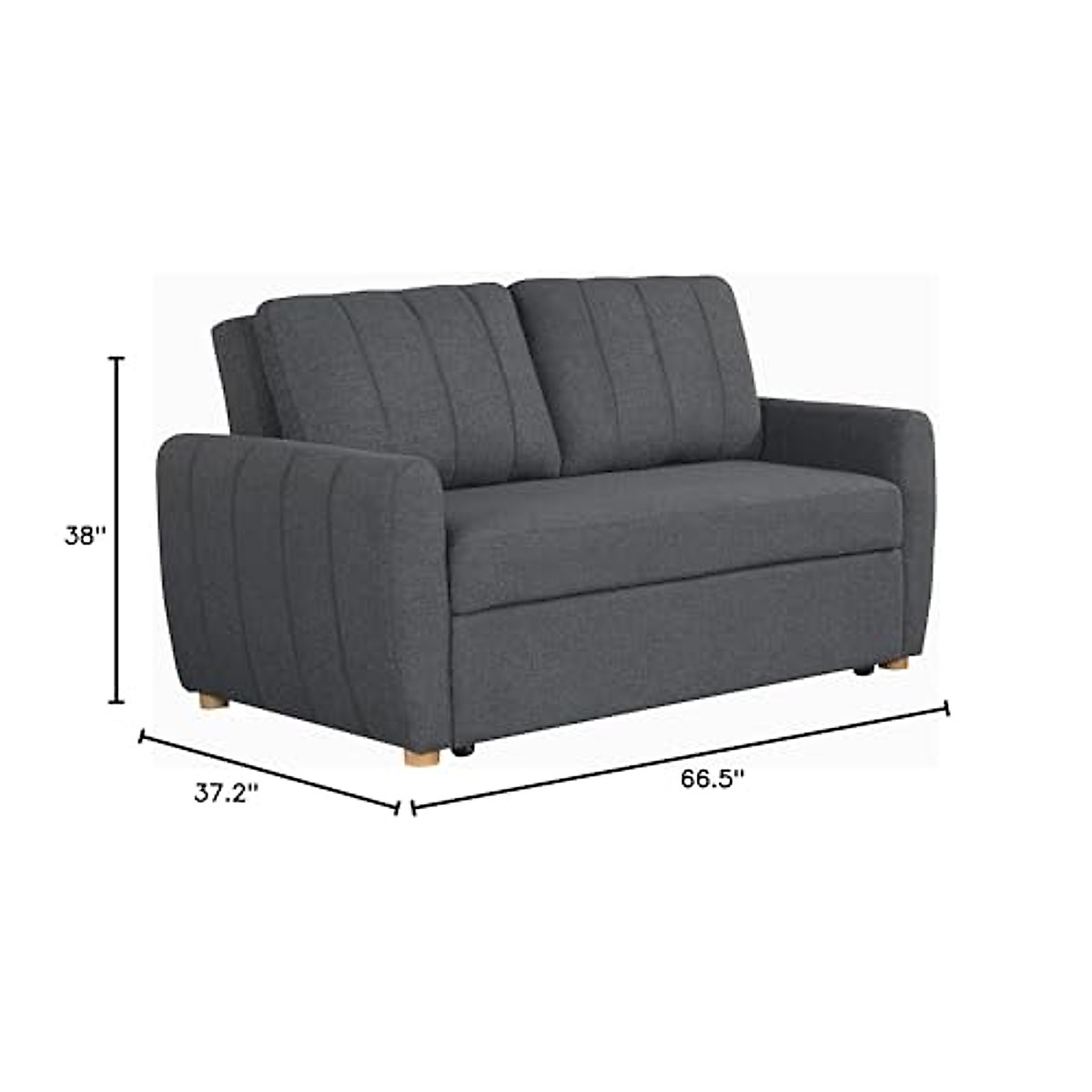 Serta Galway Convertible Loveseat, Charcoal