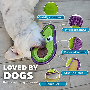 Outward Hound Tough Skinz Durable Squeaky Dog Toy with Two Tough Layers, Avocado, Green, Medium