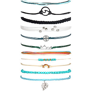 Long tiantian Wave Bracelets Cute Boho Braided String Beach Ocean Bracelet for Women Summer Jewelry Trendy Stuff (L)