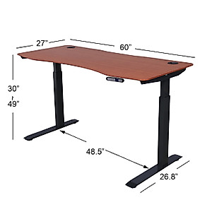 ApexDesk Elite Pro Series 60" x 27" Electric Height Adjustable Stand up Desk, Sit Stand Home Office Desk, Computer Desk - Curved Bamboo