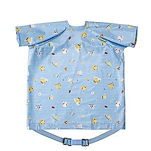 BIBaDO - Coverall Baby Feeding Bibs, Weaning Bib, Easy to Clean Baby Bibs for Eating, Adjustable High Chair Catch All Sleeved Bibs, Toddler Bib, Short Sleeve Feeding Bibs