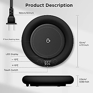 Coffee Mug Warmer, 2022 EasyAcc Coffee Warmer for Desk [with Silicon Cup Lid] Smart Mug Warmer Auto Shut Off, 3 Temp Setting to 167℉, Touch Switch, LED Display Cup Warmer for Office Home -Coffee Gift