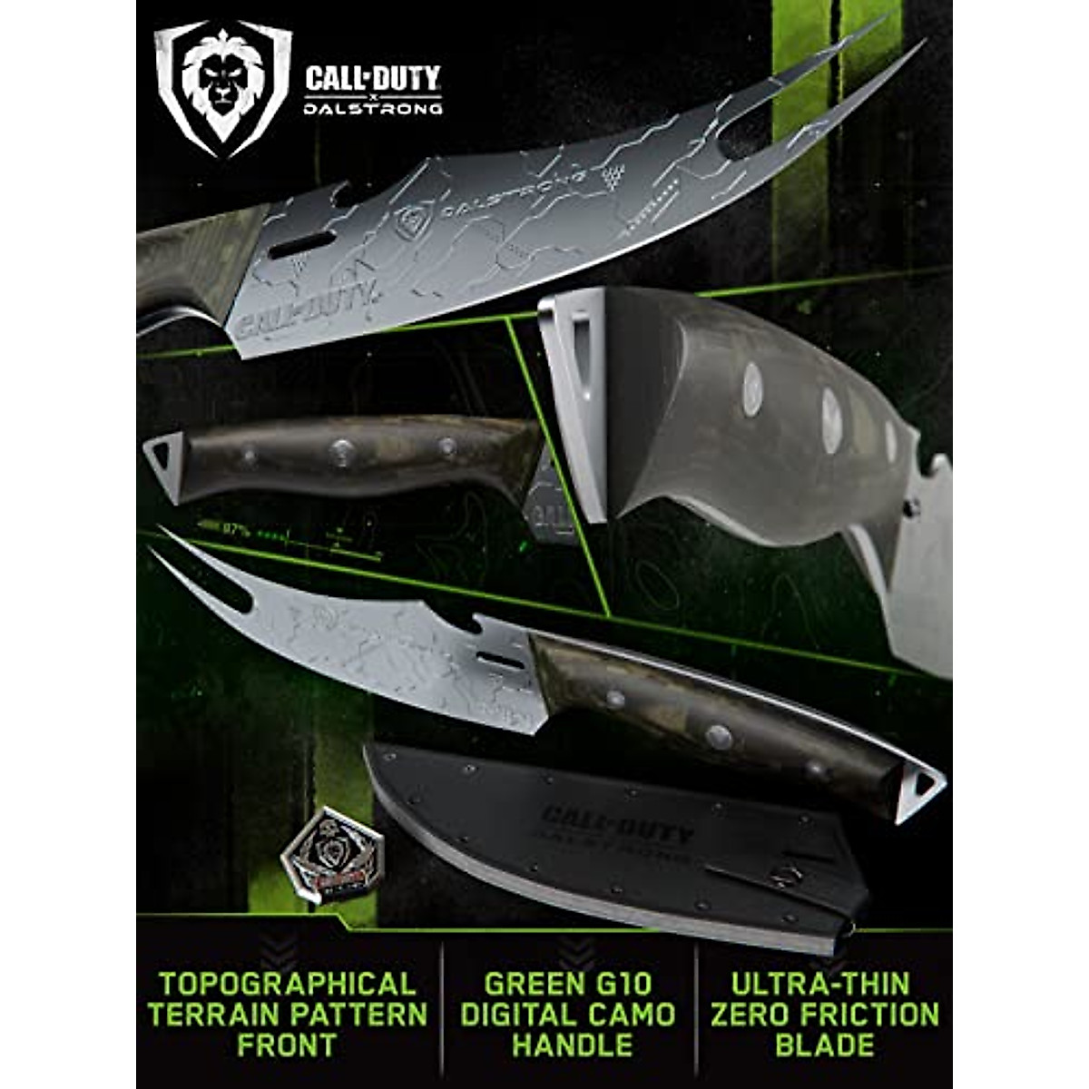 Dalstrong Pitmaster BBQ & Meat Knife - 6.5 inch - Call of Duty Edition - Exclusive Collector Set - High-Carbon 9CR18MOV Steel - G10 Digital Camo Handle - Thin & Zero Friction Blade - Leather Sheath