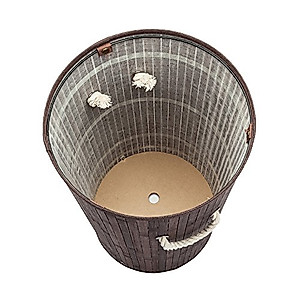 Ninitya Bucket folding dirty clothes basket with lid dark brown