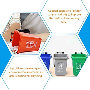 Kisangel Garbage Cans Model 1 Set Garbage Classification Model Trash Cans with Lids Mini Curbside Garbage Trash Bin(4 Trash Cans+ 108 Card)