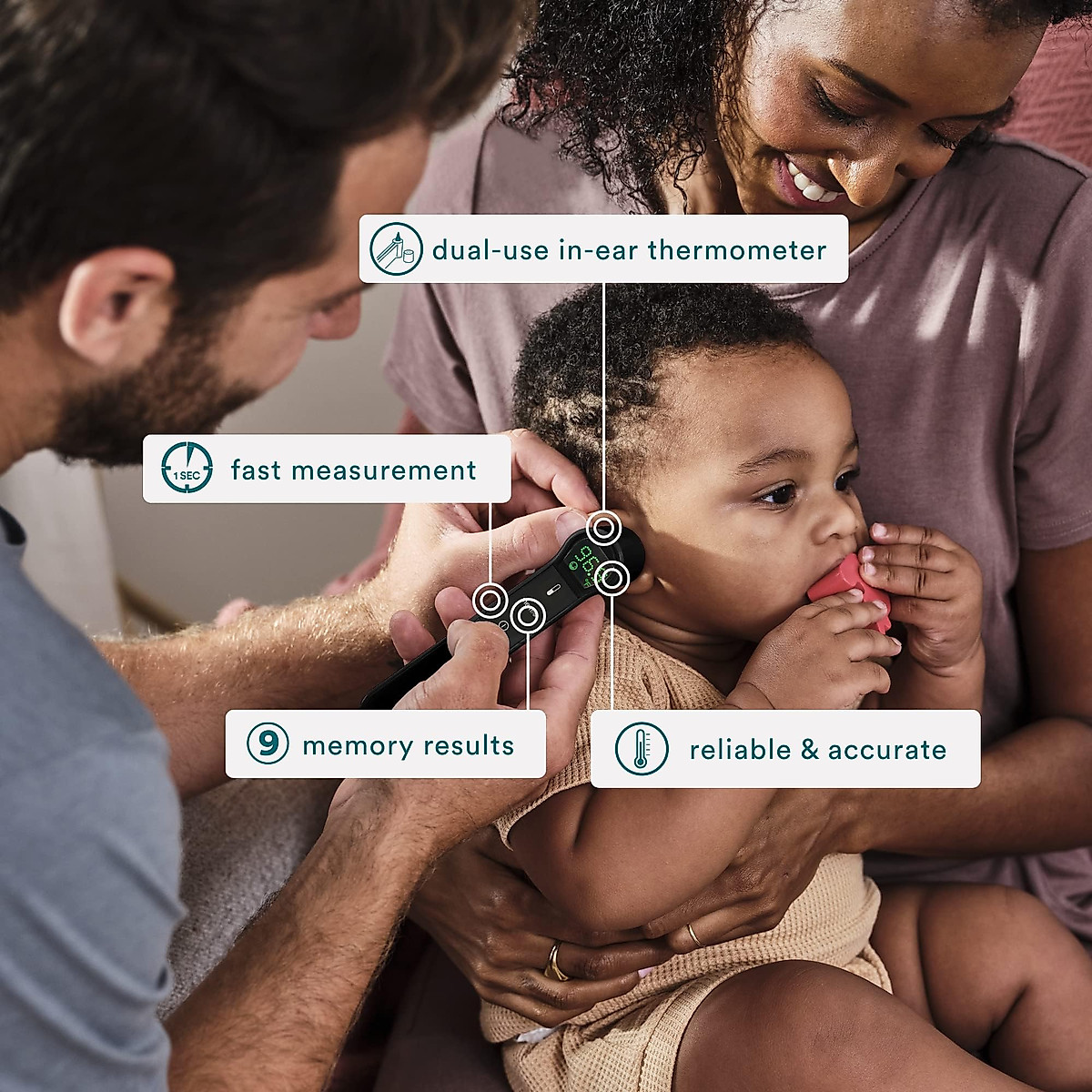 Homedics Dual-Use Ear and Forehead Thermometer, in-Ear and No-Touch Infrared Technology, Instant Results in 1 Second, Color-Coded Readings, Reliable and Accurate, Body and Object Temperature