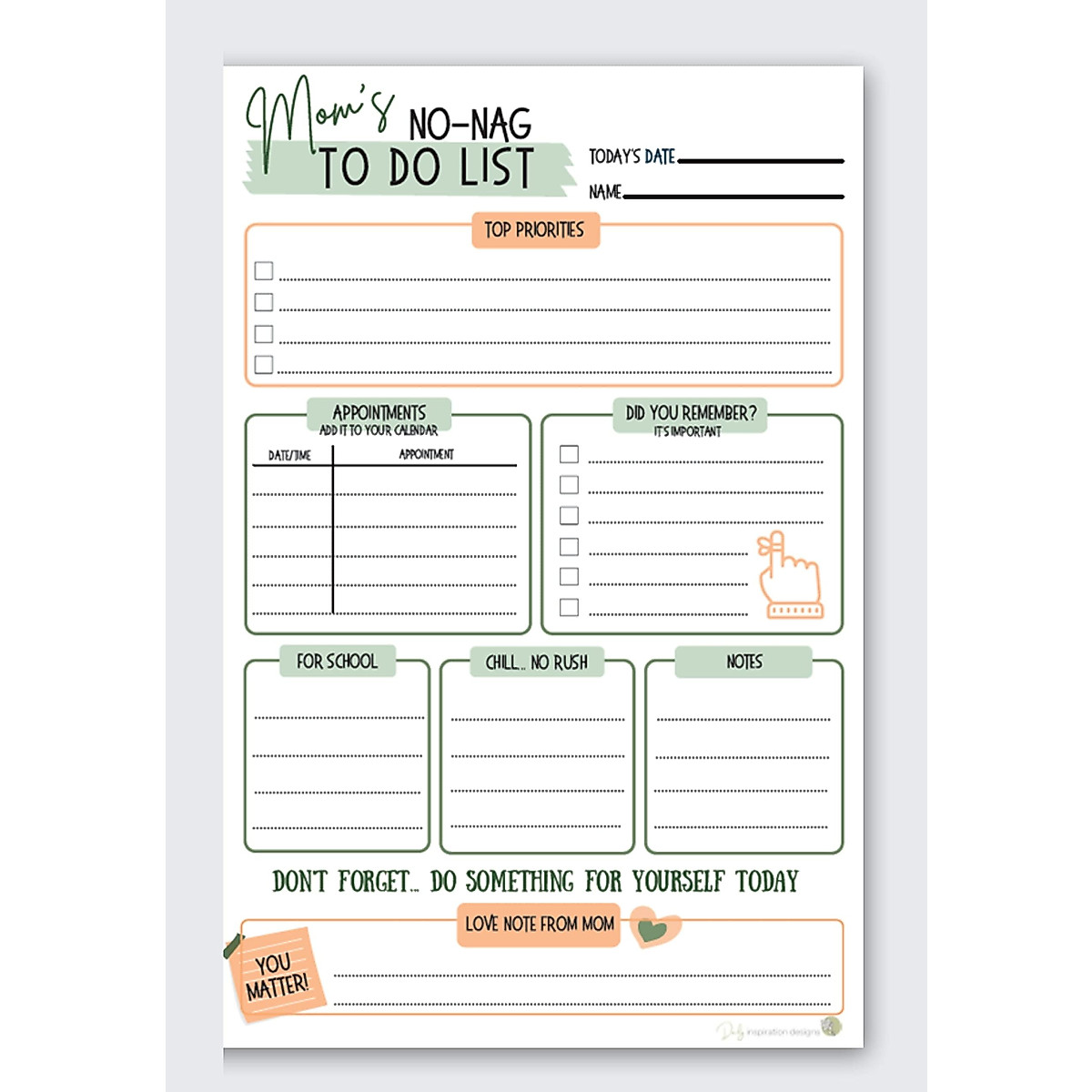 Mom's No-Nag To-Do List, 50 Tear-Off 6"x9" Sheet Pad (Perfect for Tweens and Teens) - Organizer, Scheduler, Daily Planner, Productivity Tracker for Organizing Goals, Notepad