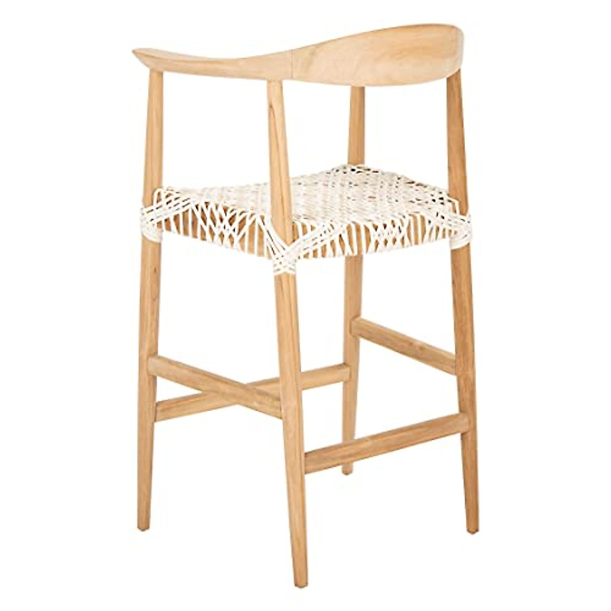 Safavieh Home Collection Bandelier Natural Teak and White Leather Counter Stool
