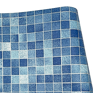 Yifely Blue Mosaic Furniture Paper Removable Shelf Liner Night Stand Sticker 17.7 Inch by 9.8 Feet