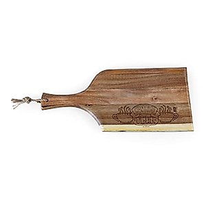 TOSCANA - a Picnic Time brand - Friends Central Perk Artisan 18" Acacia Charcuterie Board with Raw Wood Edge, Cheese Board, Serving Platter, (Acacia Wood)