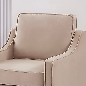 Miscoos Modern Velvet Accent Armchair-Single Sofa Chair with Wooden Legs and Scooped Armrests,Small Reading Sofa Chair Set,Upholstered Comfy Chair for Living Room, Bedroom, Office