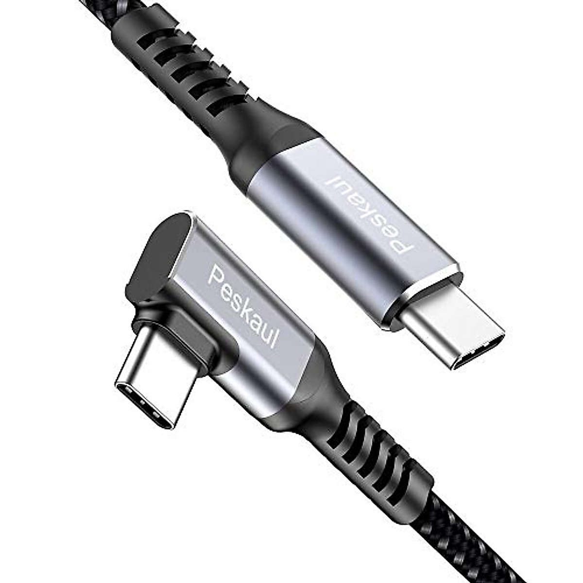 Peskaul Type C to Type C Cable 10ft 90 Degree 20V 5A 100W PD Fast Charge USB C to USB C Cable 100W Compatible with Samsung Galaxy Note 10 S9 S8, MacBook Air, iPad Pro 2018, Nintendo Switch