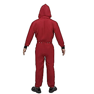 Men Red Jumpsuit Cosplay Costume for Halloween Role Playing Dressing up Adults Money Outfit S-XXL (X-Large)