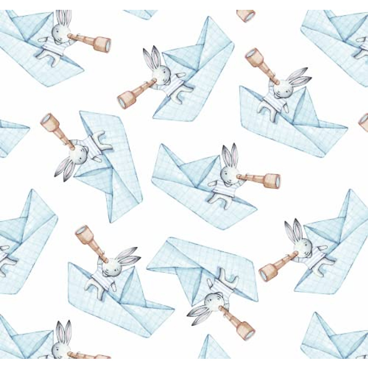 Stesha Party Nautical Bunny Baby Gift Wrapping Paper - Folded Flat 30 x 20 Inch (3 Sheets)
